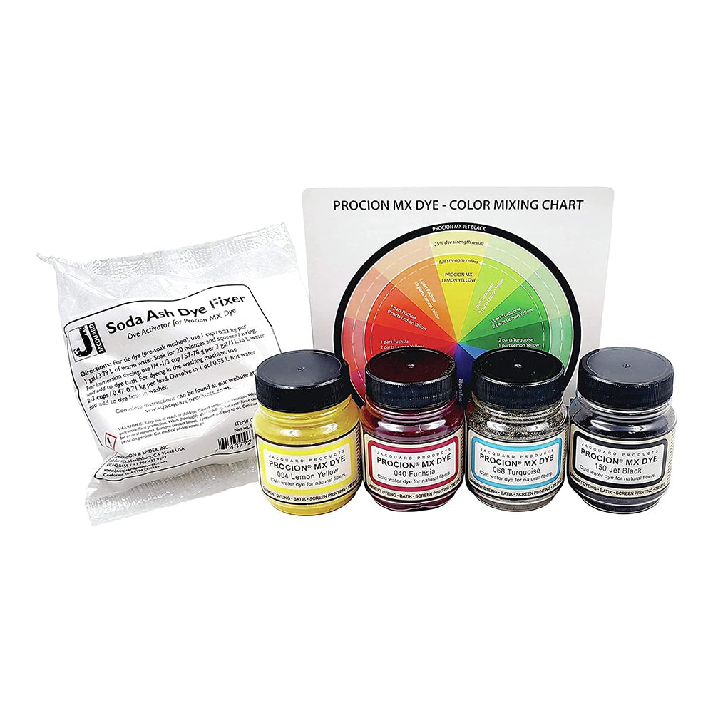 Jacquard Procion MX Dye Set for Textiles, 4 Colours + Soda Ash – Art Spices